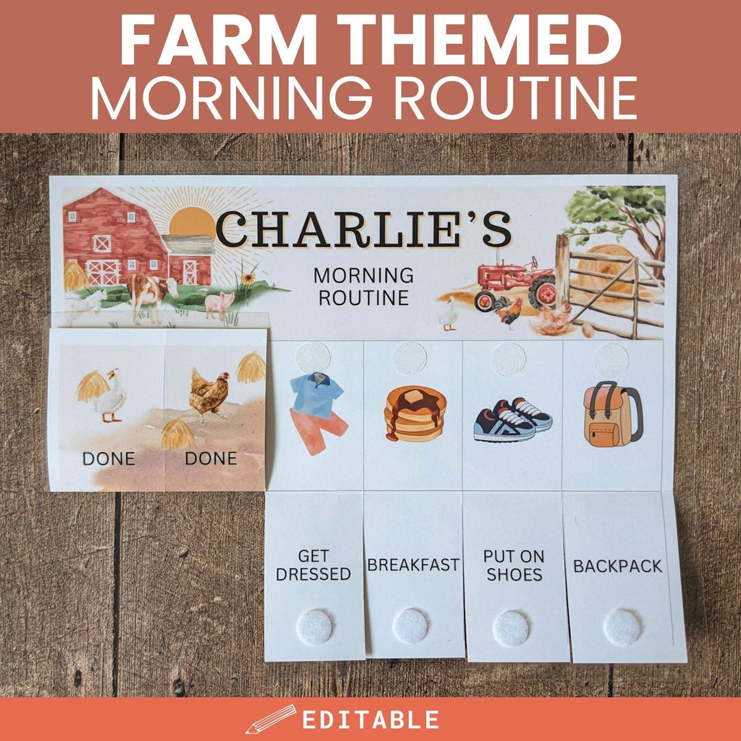 Editable Morning Routine Flip Chart for Toddlers, Autism Visual ...