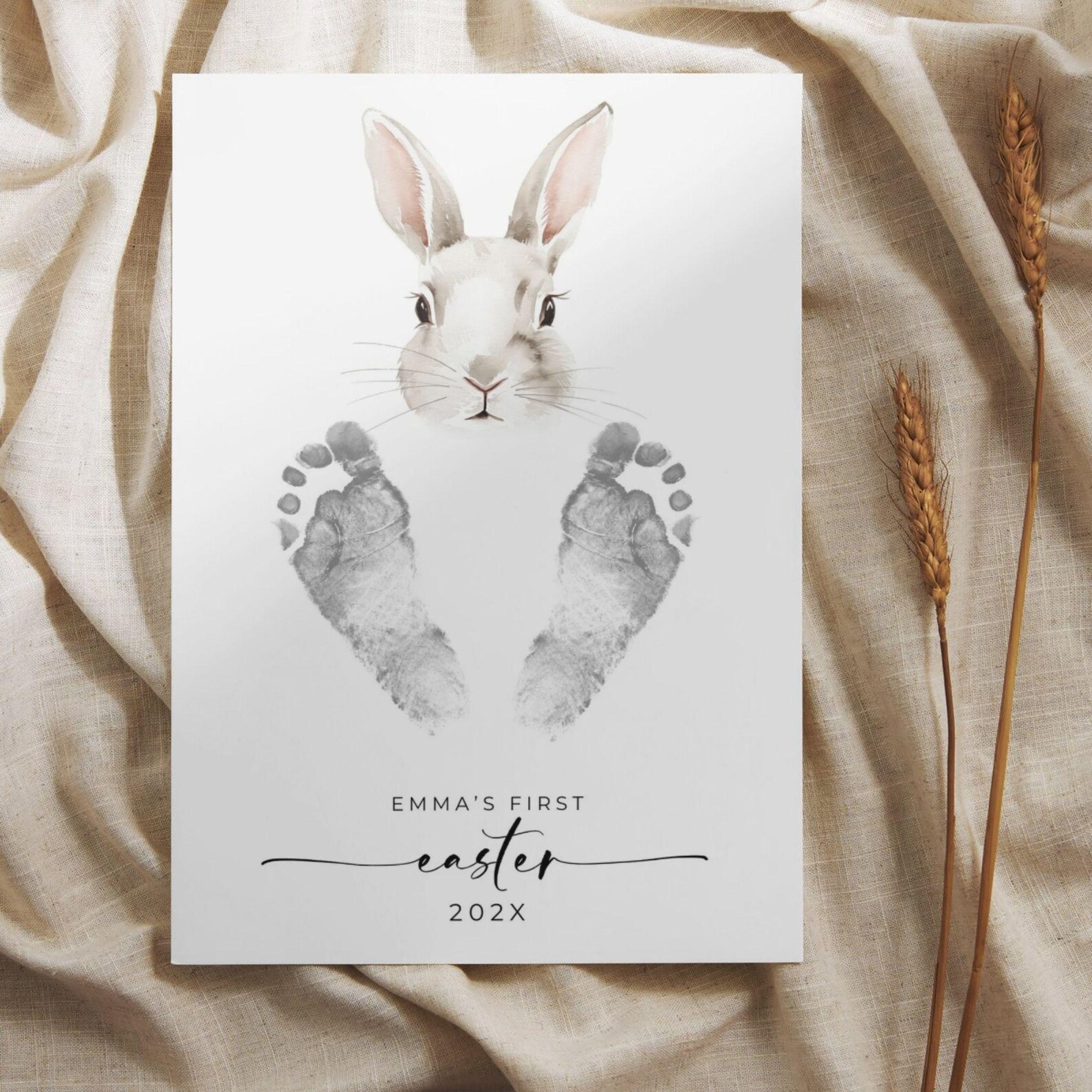 Editable Babys First Easter Footprint Craft Printable, Watercolor ...