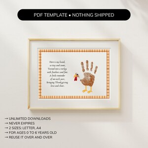 Thanksgiving Handprint Placemat Printable, Turkey Handprint Poem, Fall ...