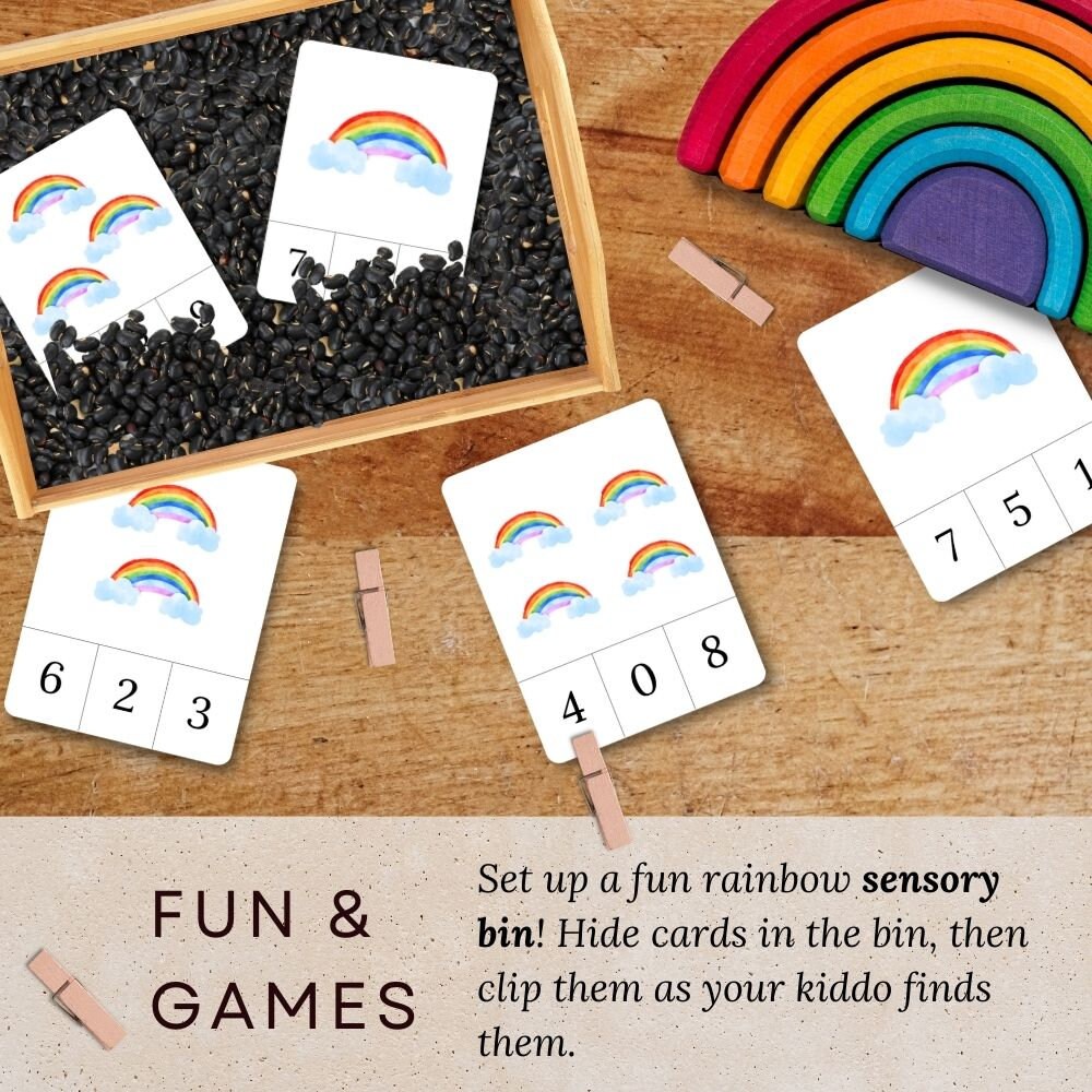 Rainbow Count and Clip Card, Spring Math Manipulative, Classroom Number ...