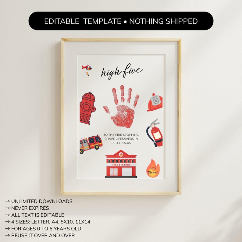 Firefighter Handprint Craft Preschool Fire Safety Week, Community ...