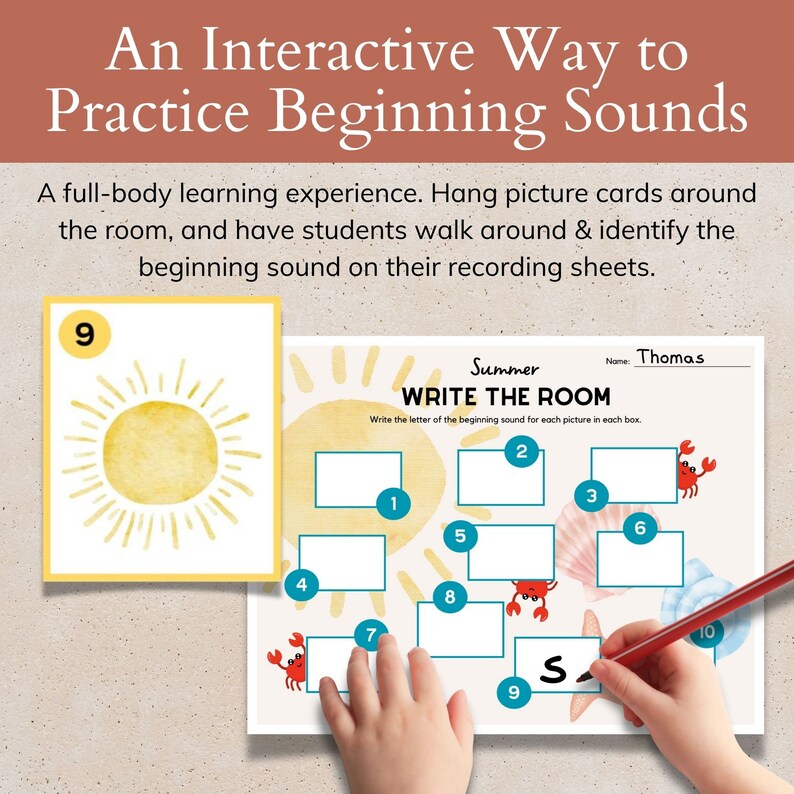 Write the Room Beginning Sounds Printable, Summer Learning Kindergarten ...