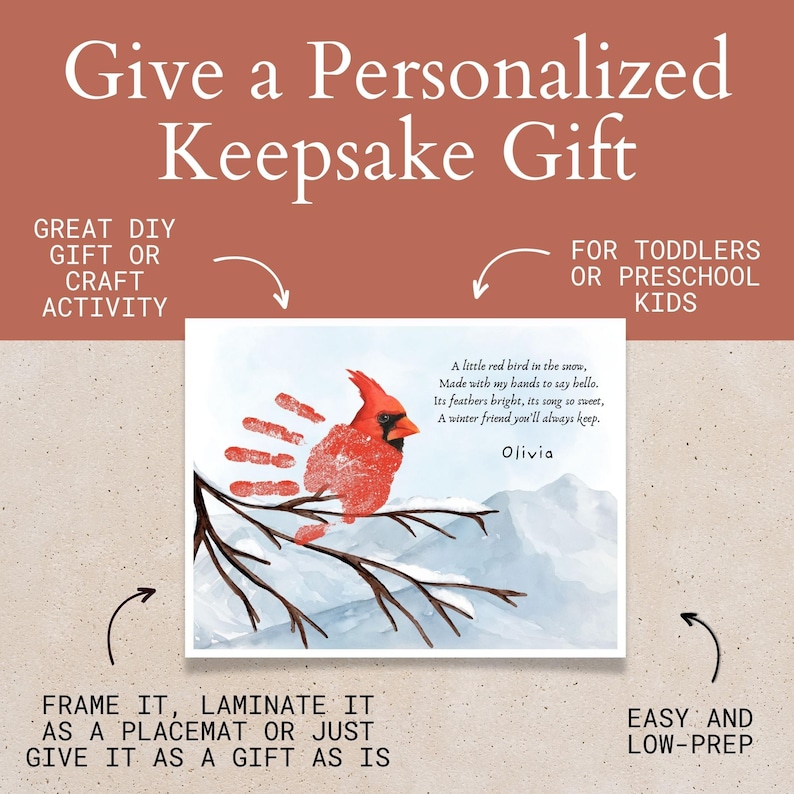 Cardinal Handprint Art Toddler, Hello Winter Handprint Craft Template ...