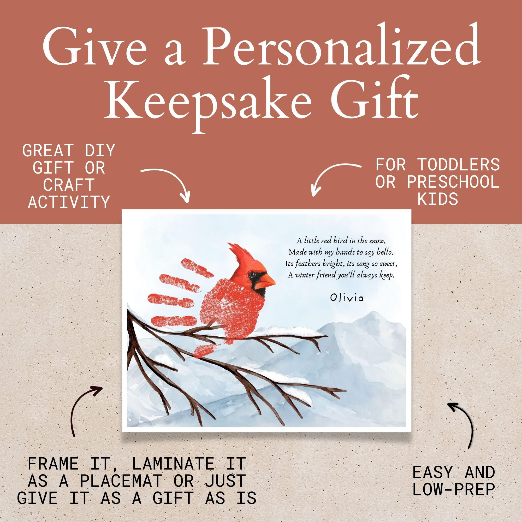 Cardinal Handprint Art Toddler, Hello Winter Handprint Craft Template ...