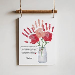 Flowers Handprint Art Template Preschool, Bouquet Valentines Day ...