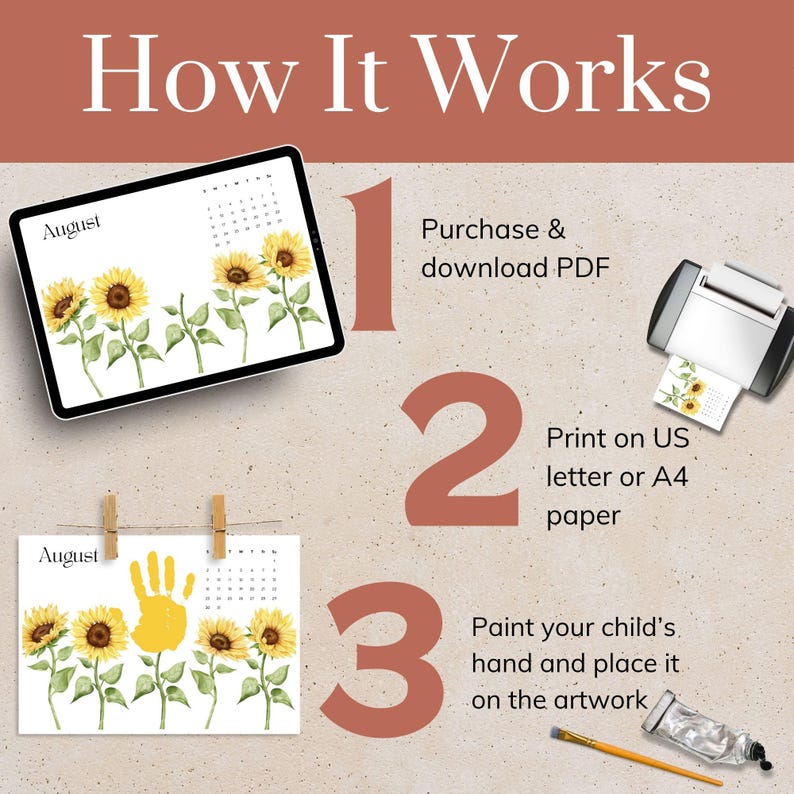 2026 Handprint Calendar Craft Printable, 12 Month Wall Calendar ...