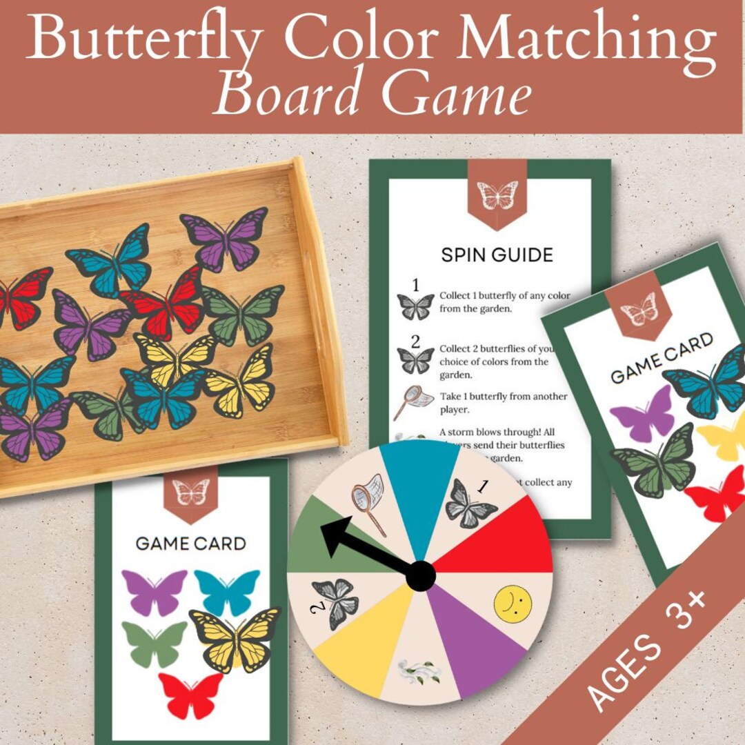 Butterfly Matching Game for Toddler Digital Download, Color Sorting ...