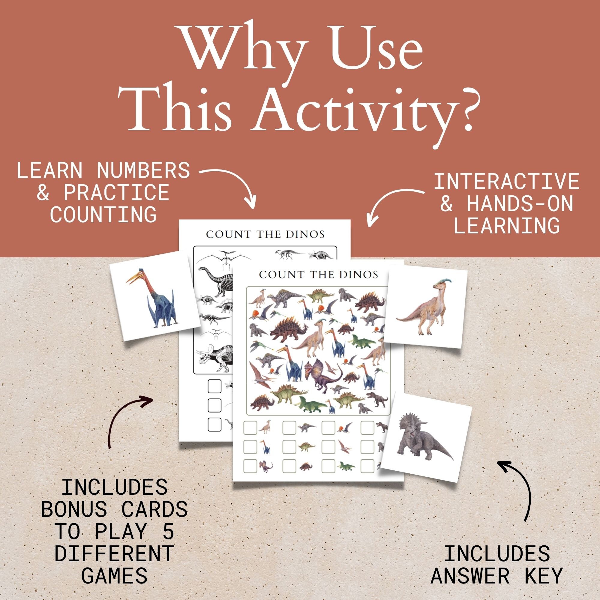 Dinosaur Counting Activity Printable, Kid I Spy Game, Dino Party Favor ...