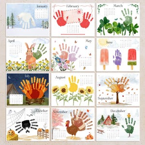 2026 Handprint Calendar Craft Printable, 12 Month Wall Calendar ...