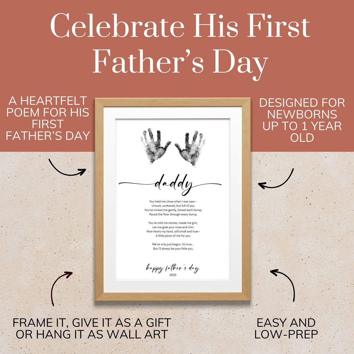 Daddy Handprint Art Template, First Fathers Day Gift From Baby ...