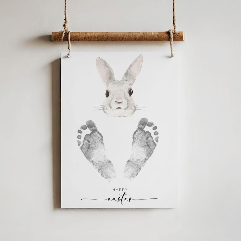 Easter Footprint Template, Bunny Footprint Art Print Kids, Toddler ...
