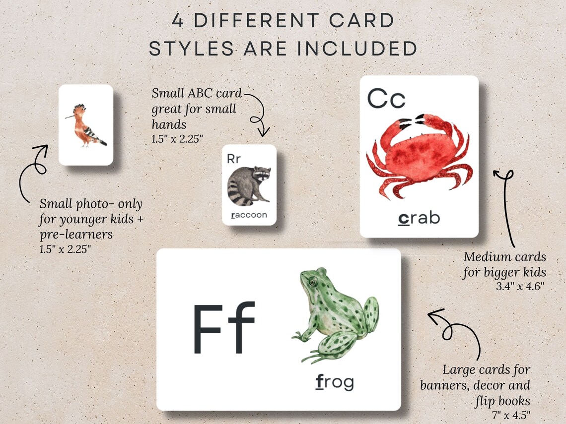 Nature Alphabet Flashcards for Kids, Watercolor ABC Cards Printable ...