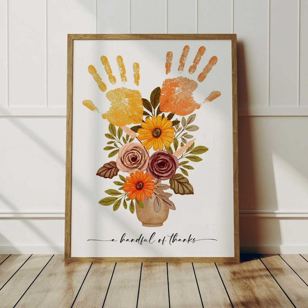 Thanksgiving Handprint Craft Printable for Kids, Handprint Flower ...