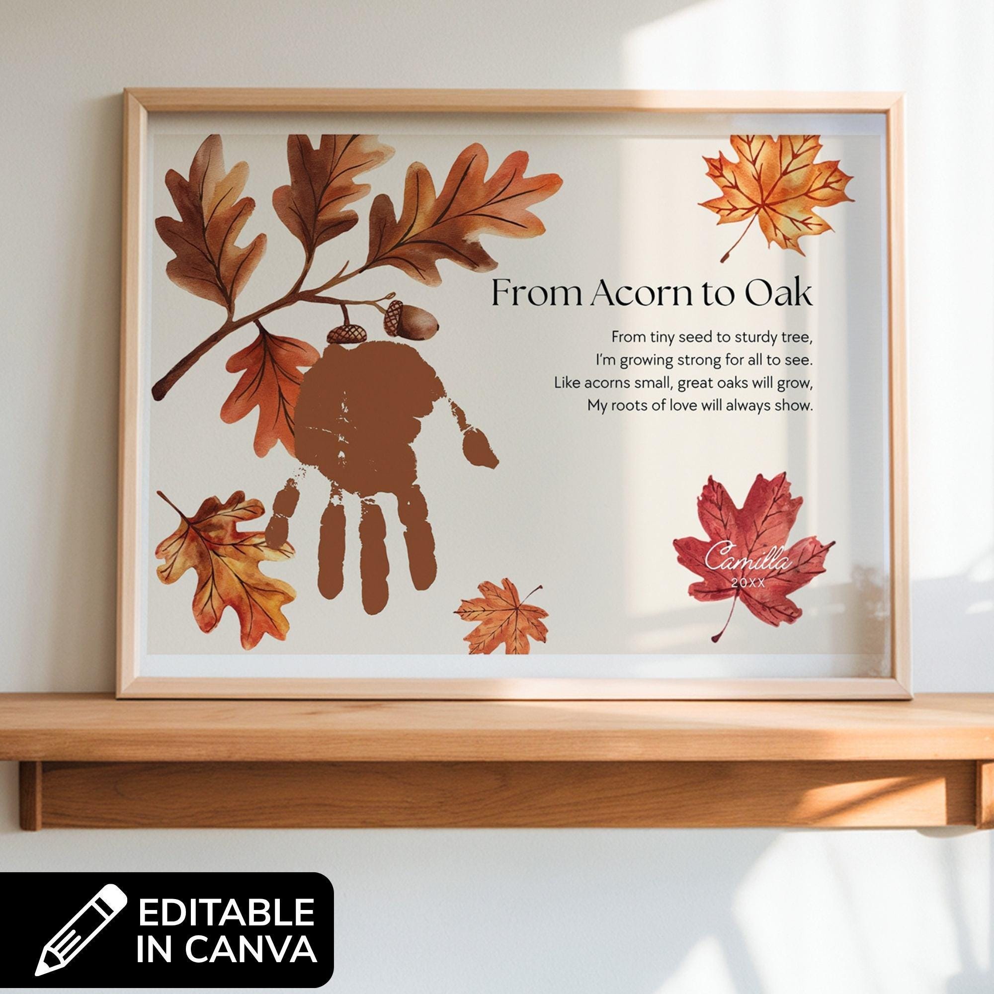 Acorn Handprint Poem Printable, Fall Handprint Craft Template for Kid ...
