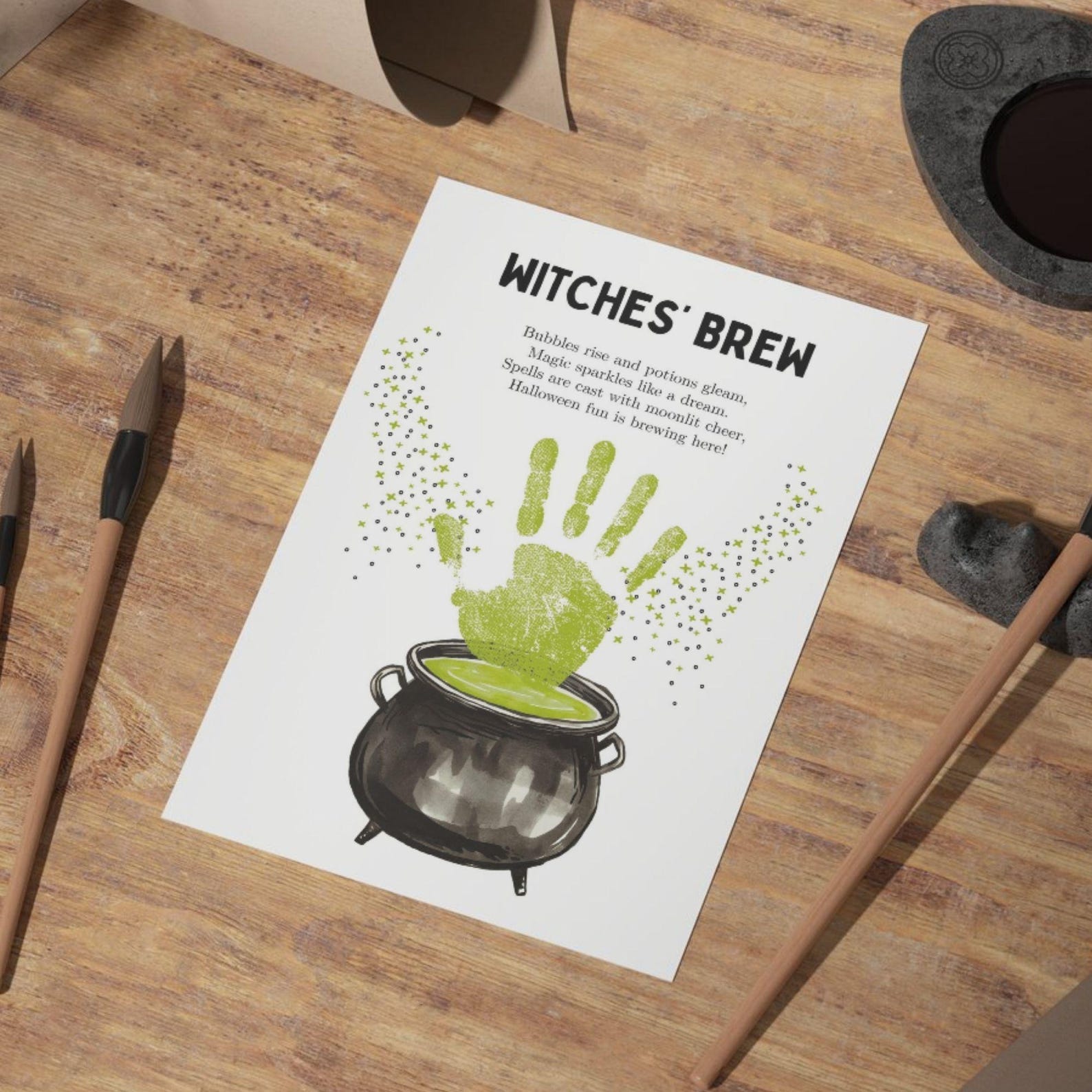 Cauldron Handprint Art for Kids, Halloween Handprint Craft Printable ...