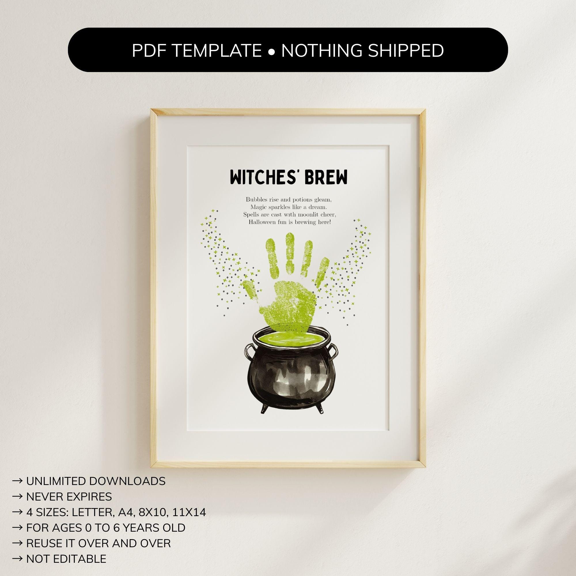 Cauldron Handprint Art for Kids, Halloween Handprint Craft Printable ...