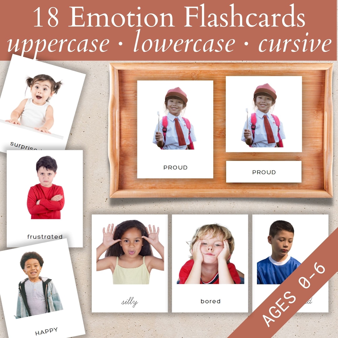 Emotion Cards for Toddlers, Feelings Flashcard Printable, Montessori 3 ...