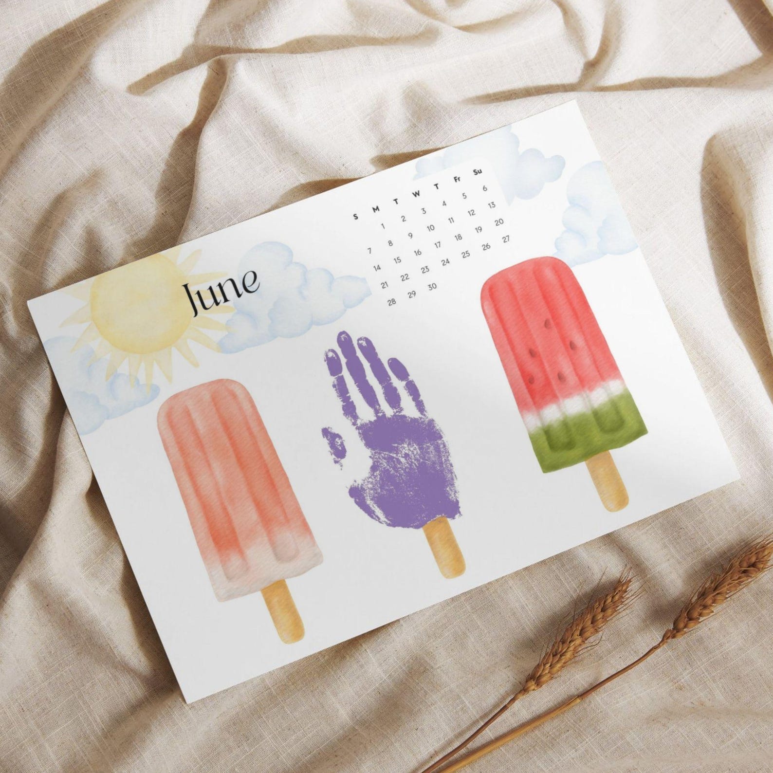 2026 Handprint Calendar Craft Printable, 12 Month Wall Calendar ...
