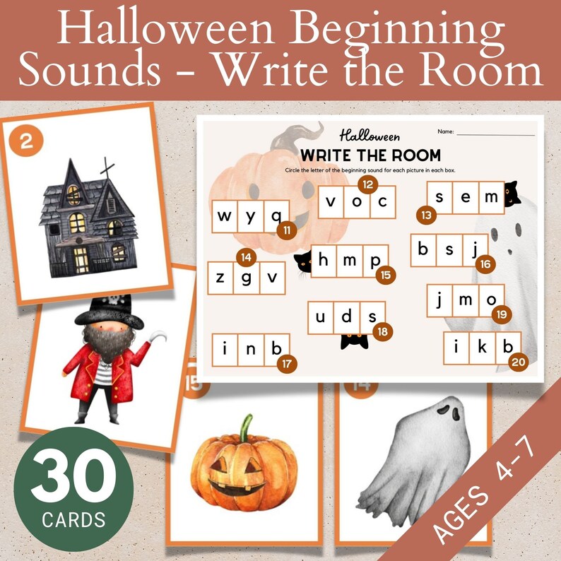 Write the Room Beginning Sound Worksheet Halloween Activity ...