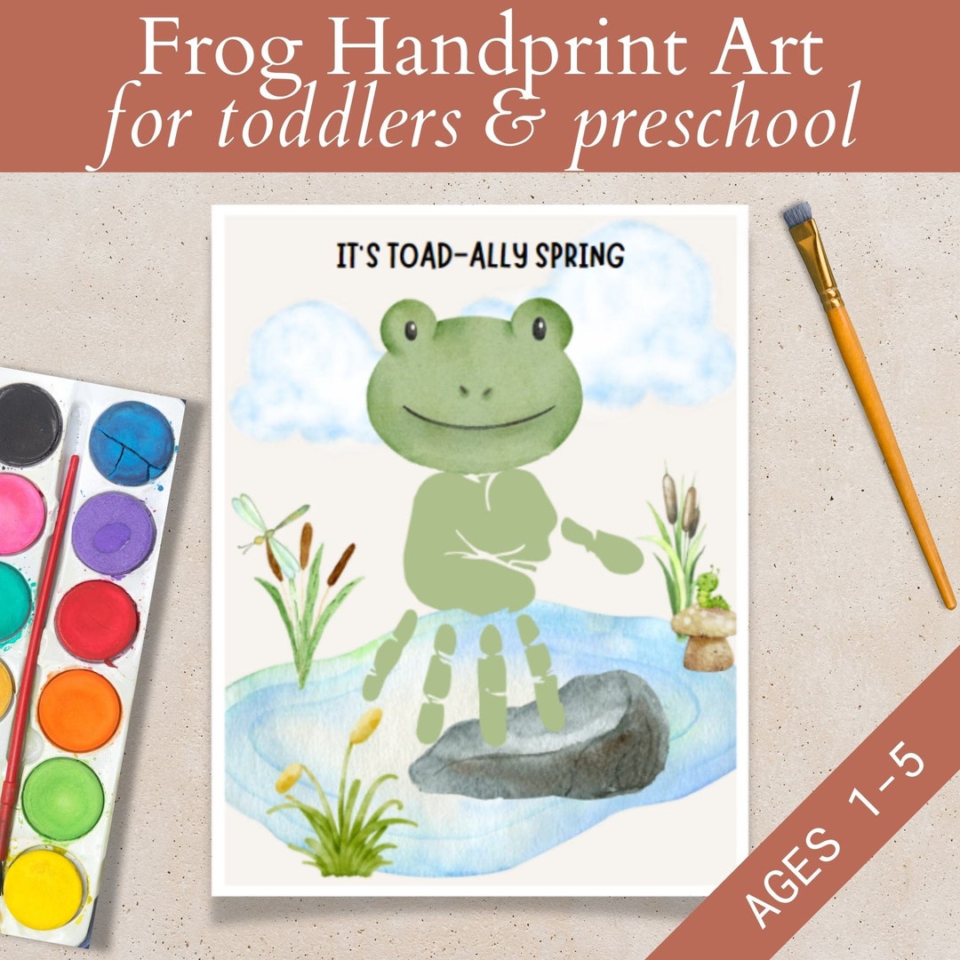 Spring Handprint Craft Template Printable, Frog Craft Preschool Teacher ...