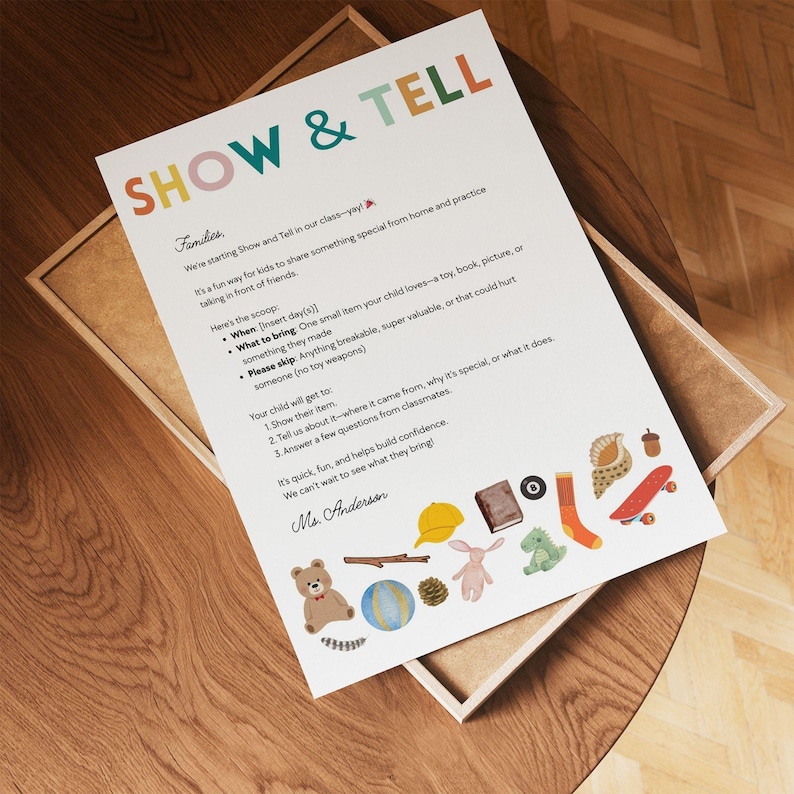 Editable Show and Tell Letter to Parents Printable, Show and Share ...