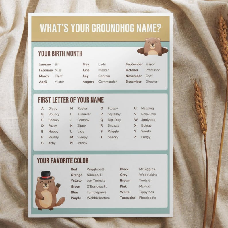 Whats Your Groundhog Name Generator With Name Tag Printable, Groundhog ...