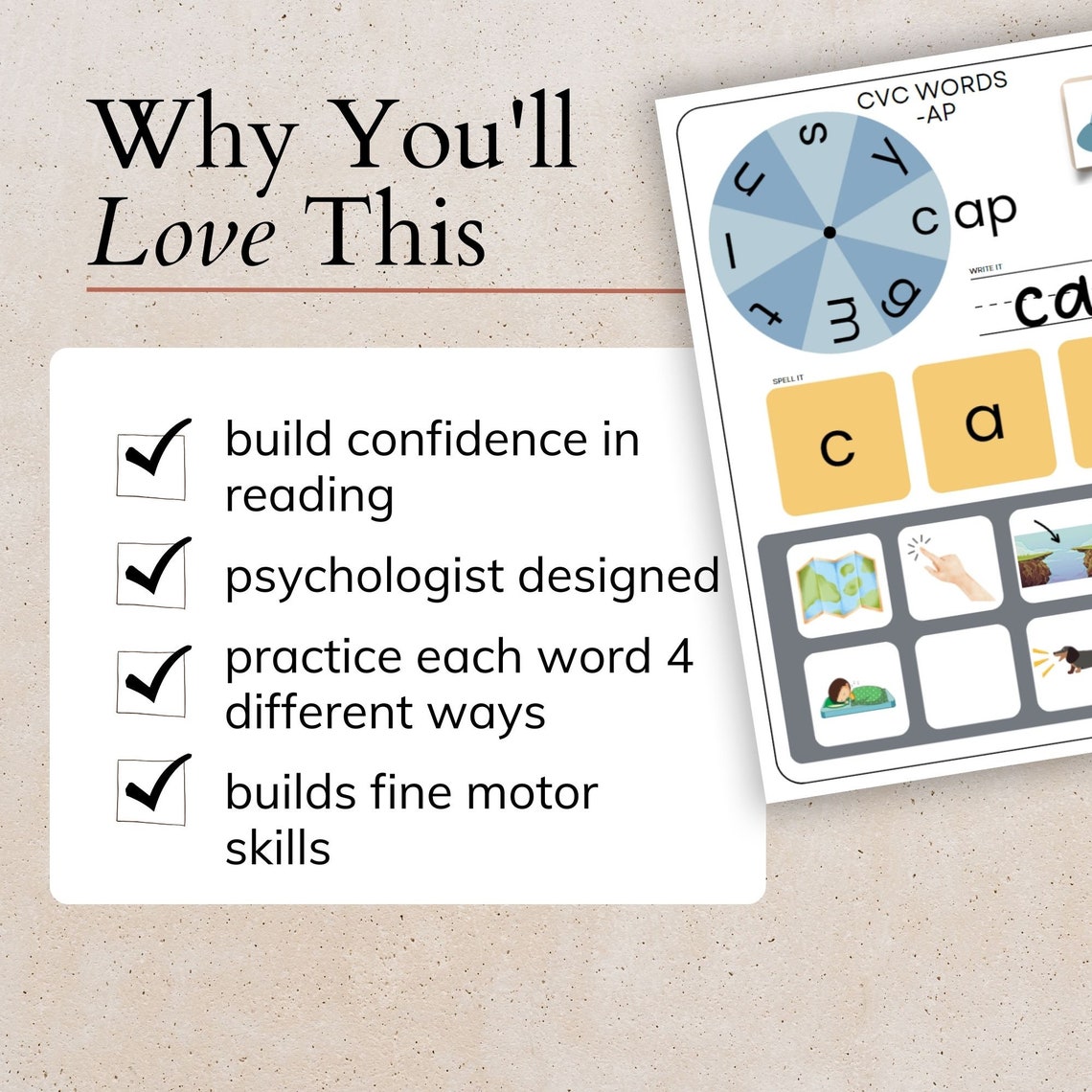 CVC Word Family Worksheet Printable, Rhyming Word Builder Kindergarten ...