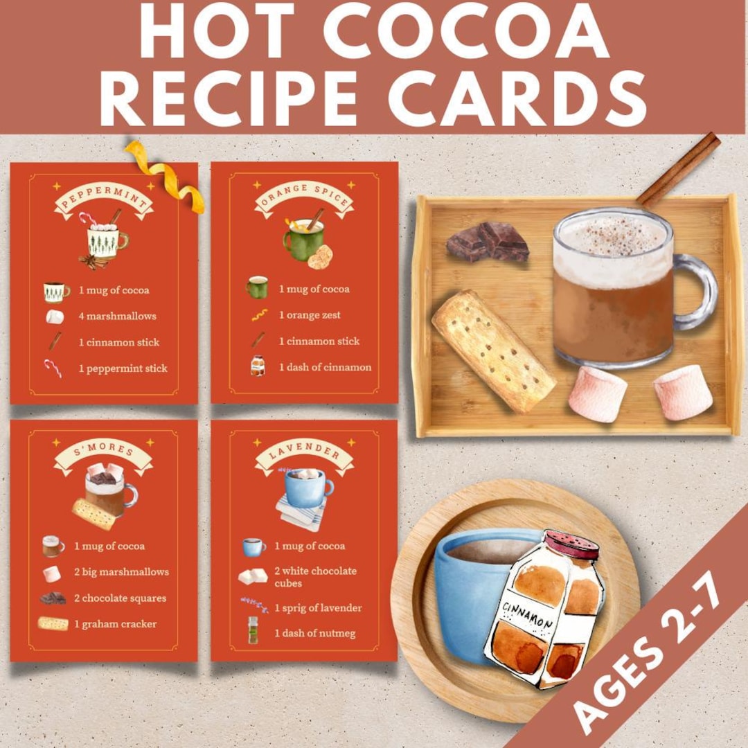 Hot Cocoa Recipe Cards Printable, Hot Chocolate Dramatic Pretend Play ...