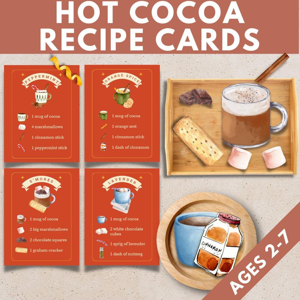 Hot Cocoa Recipe Cards Printable, Hot Chocolate Dramatic Pretend Play ...