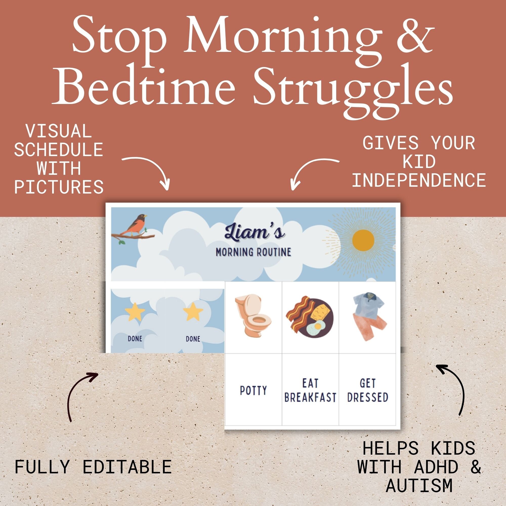 Morning and Bedtime Routine Chart Printable, Preschool Routine Flip ...