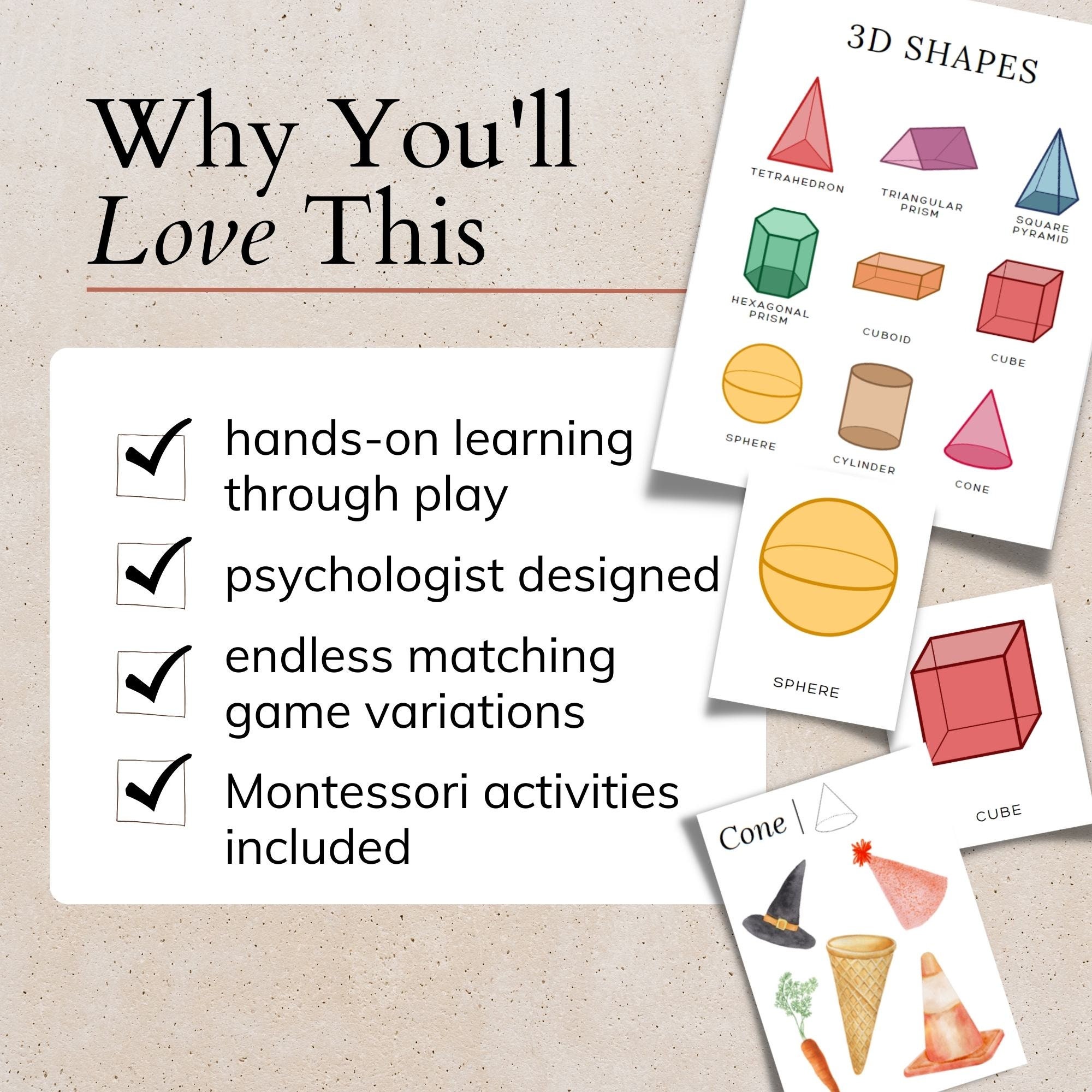 3D Shapes Flashcards Printable, Shape Matching Activities Kindergarten ...