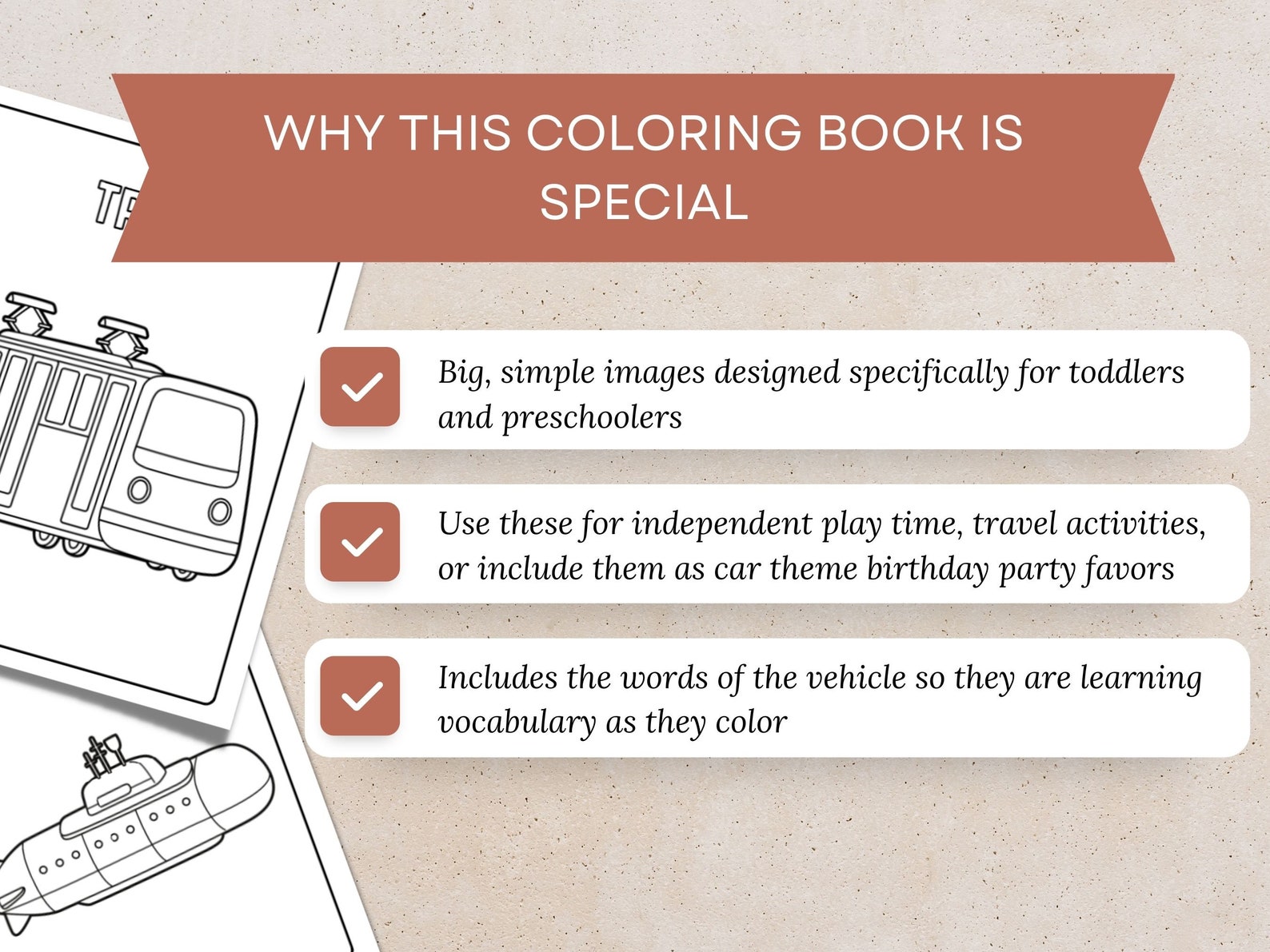 Vehicle Coloring Book PDF | Easy Truck, Cars, Construction Coloring ...