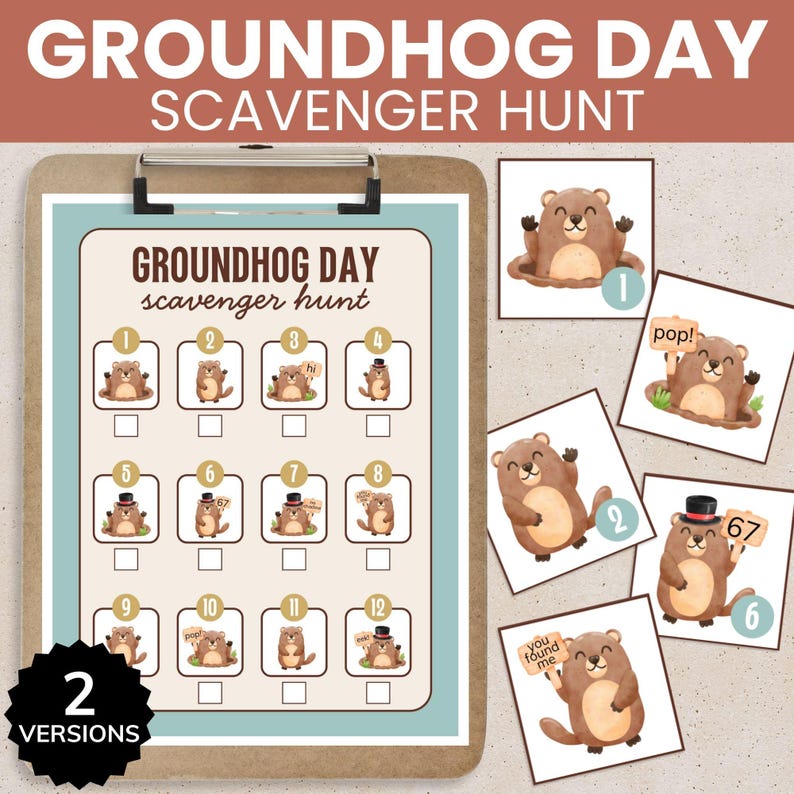 Groundhog Scavenger Hunt Party Printable, Groundhog Day Games ...