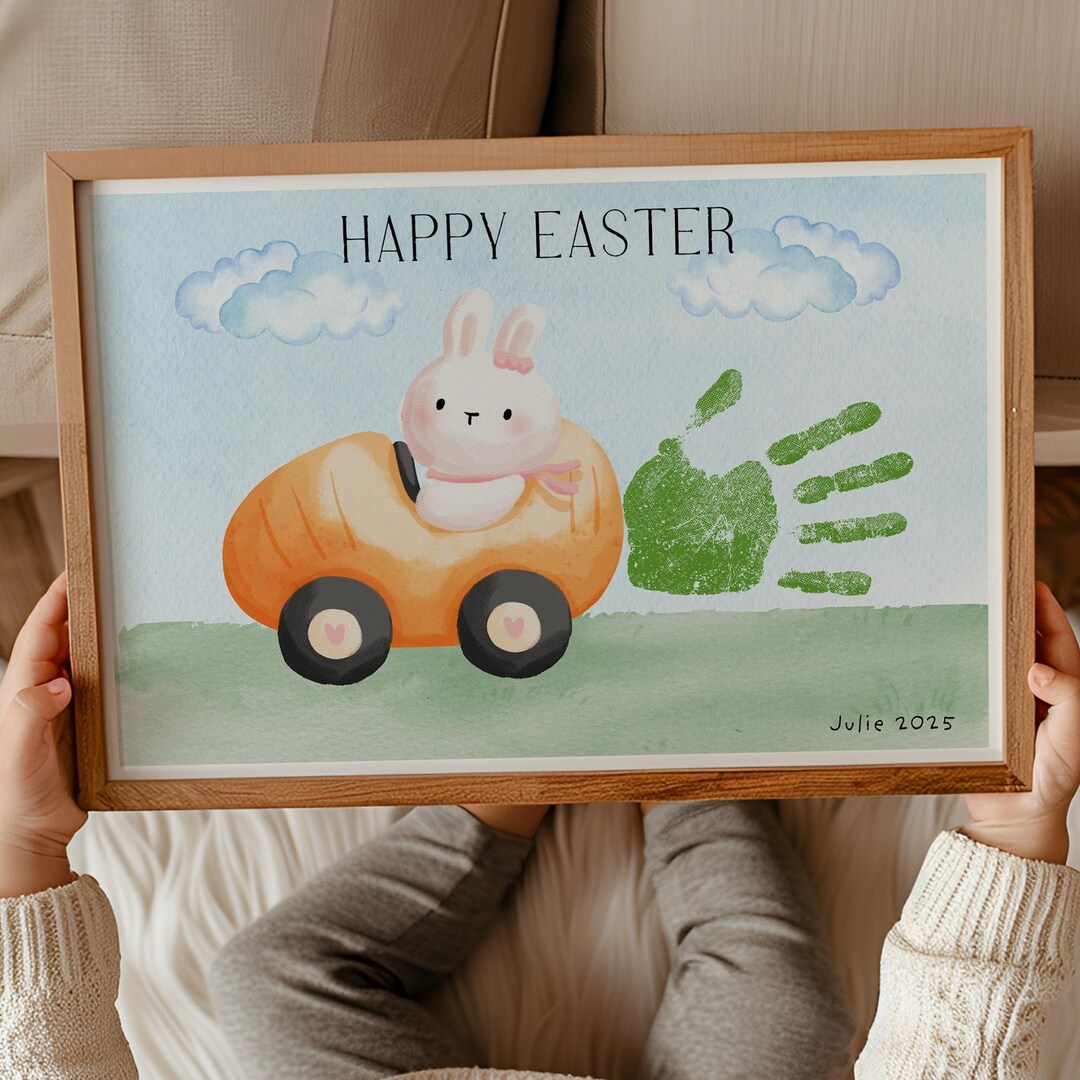 Easter Bunny Handprint Craft Printable, Carrot Handprint Sign Toddler ...