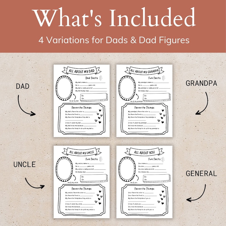 All About My Dad Questionnaire Printable, Unique Fathers Day Gift From ...