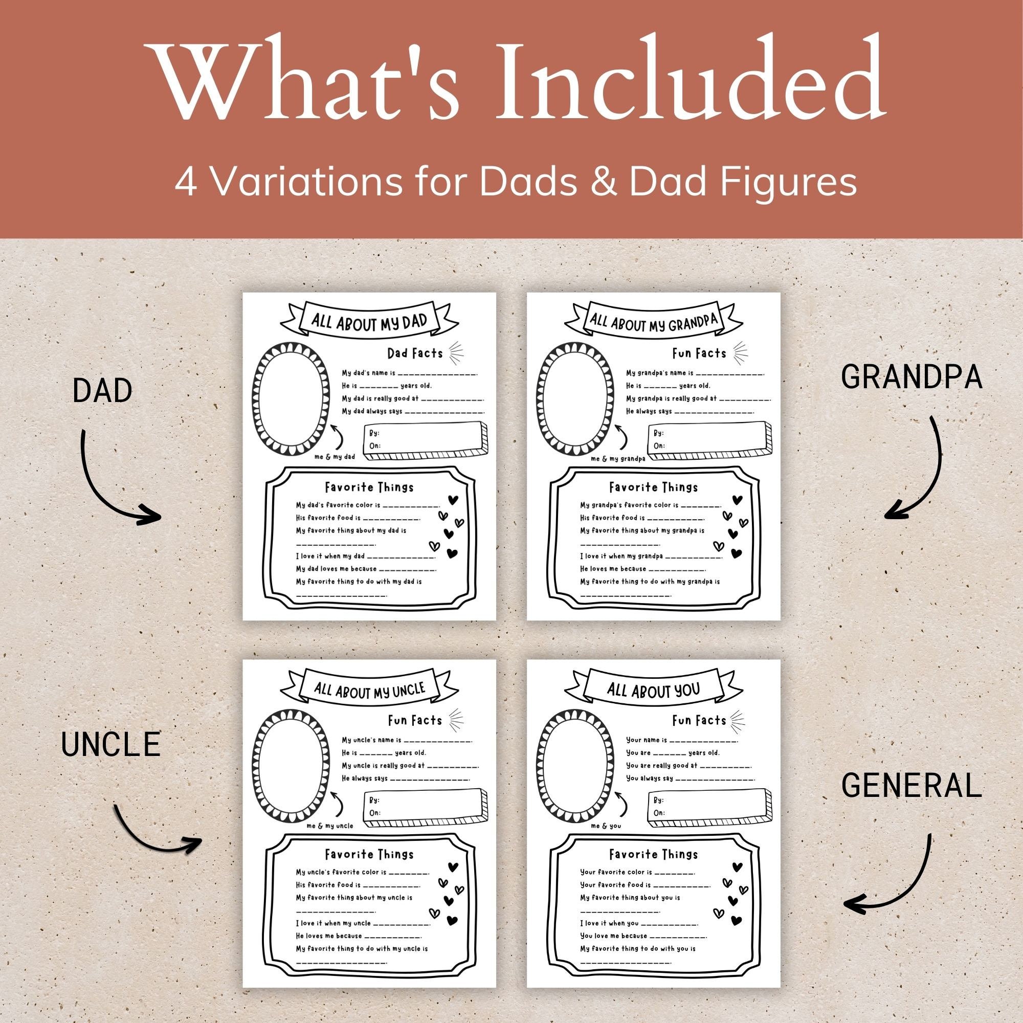 All About My Dad Questionnaire Printable, Unique Fathers Day Gift From ...