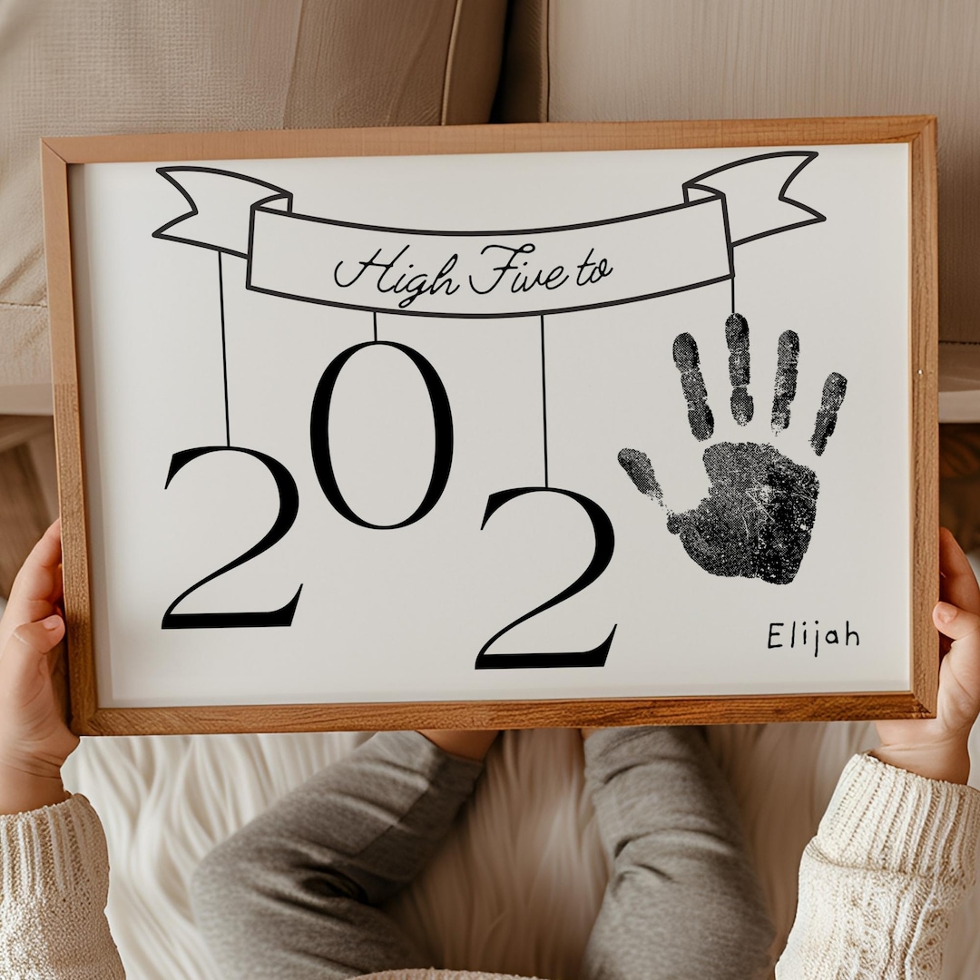 New Years Handprint Art Printable for Preschool, 2025 Handprint Craft ...