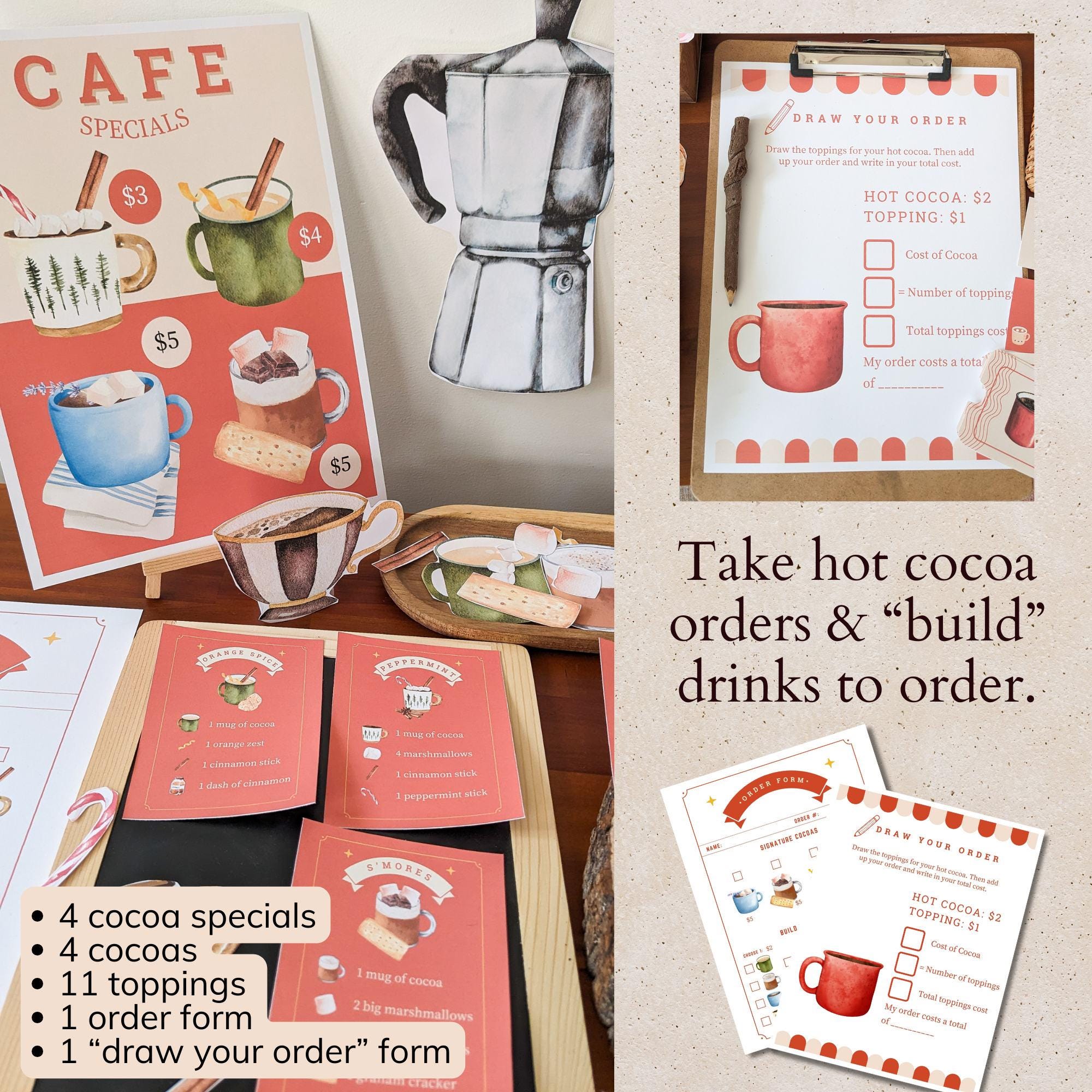 Coffee Shop Dramatic Play Printable, Pretend Play Gift Digital Download ...