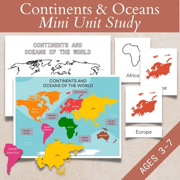 Continents and World - Etsy