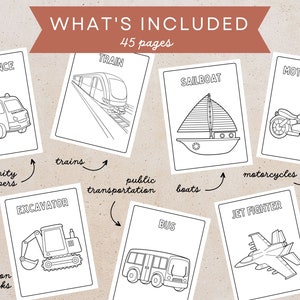 Vehicle Coloring Book PDF | Easy Truck, Cars, Construction Coloring ...