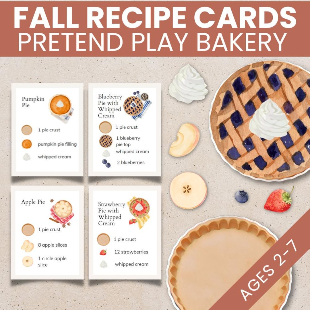 Fall Pie Recipe Pretend Dramatic Play Printable | Thanksgiving Autumn ...