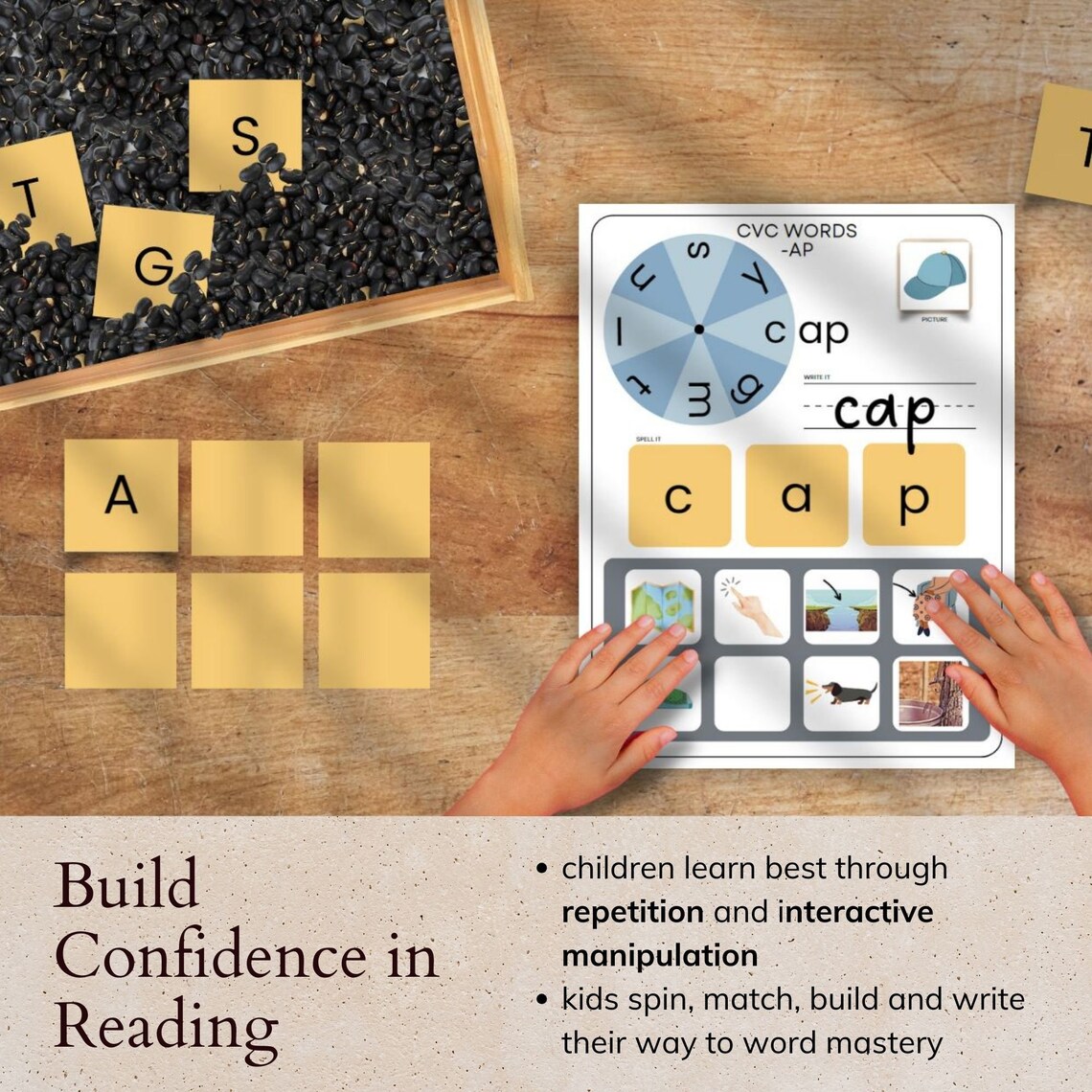 CVC Word Family Worksheet Printable, Rhyming Word Builder Kindergarten ...