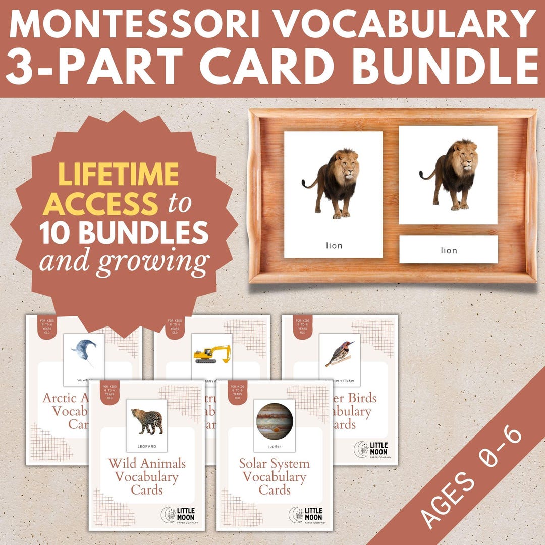 Montessori 3 Part Card Flashcard Bundle, Nomenclature Card Language ...