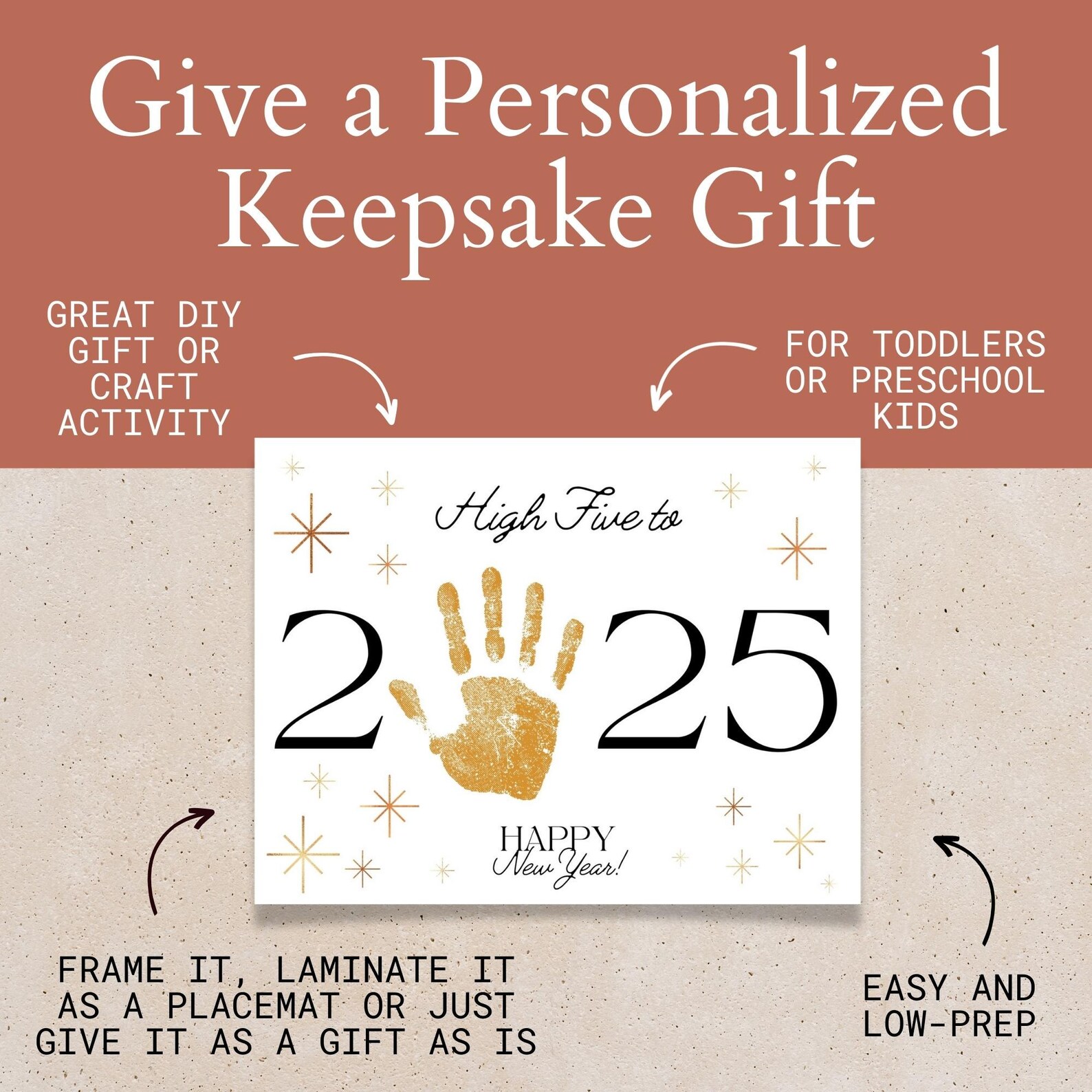 New Year High Five Handprint Craft Printable, 2025 Handprint Activity ...