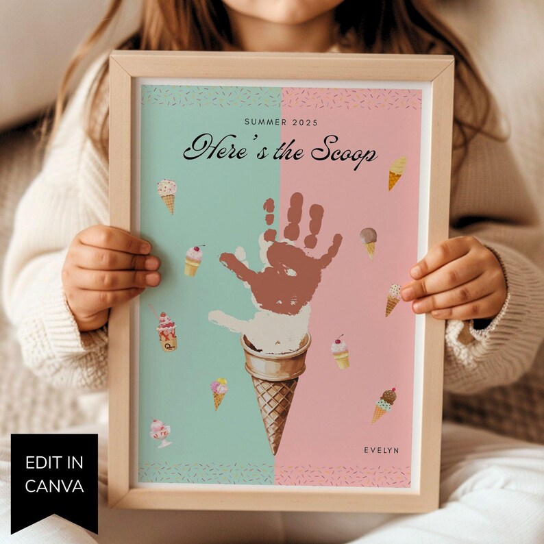 Ice Cream Handprint Art Printable, Editable Summer Hand Print Craft ...