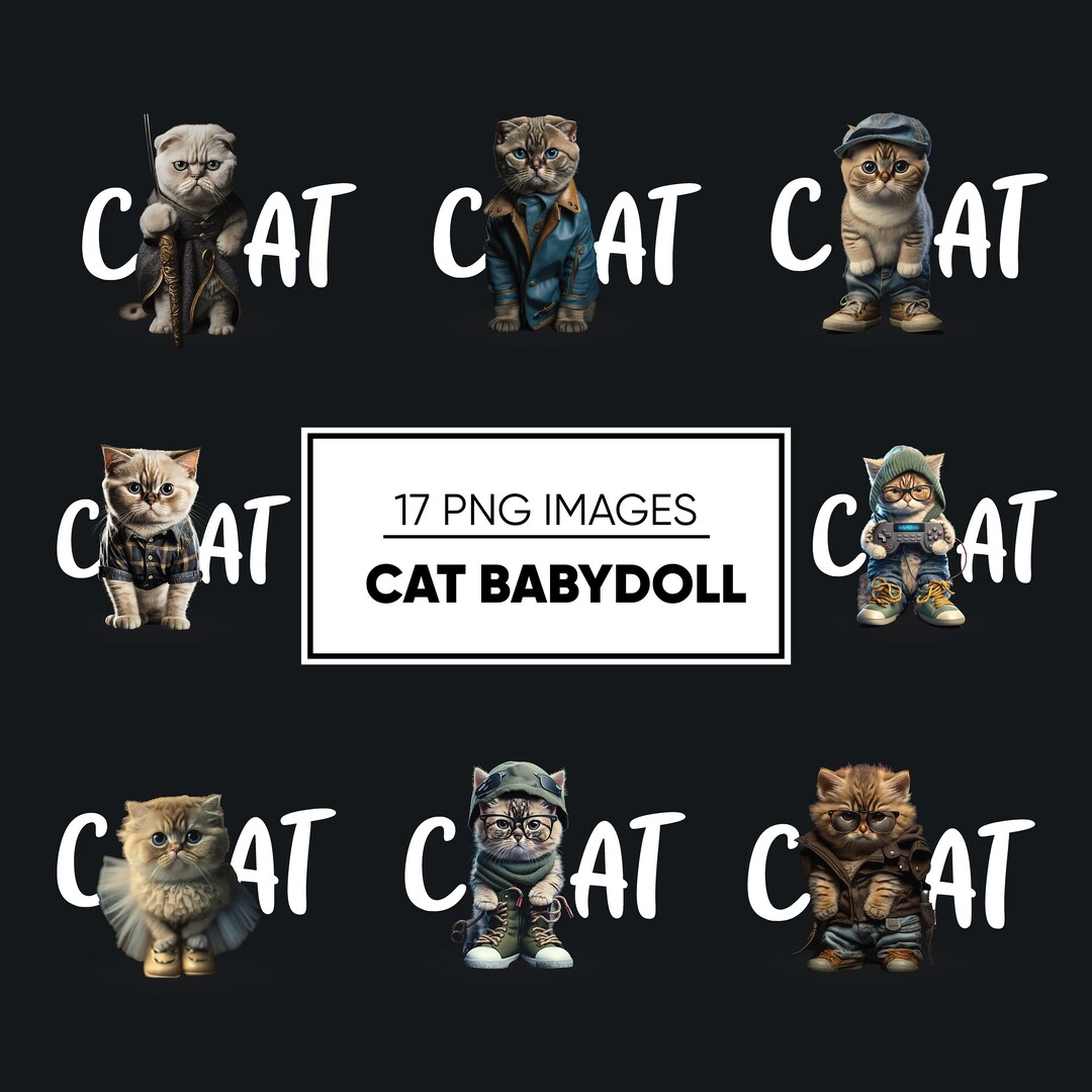 Cat Clipart Png, Cat Clipart Bundle, Cat Sticker for Car, Sticker Pack ...