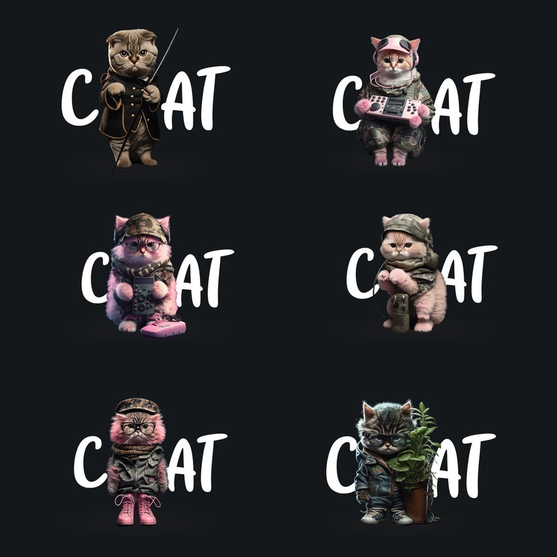 Cat Clipart Png, Cat Clipart Bundle, Cat Sticker for Car, Sticker Pack ...
