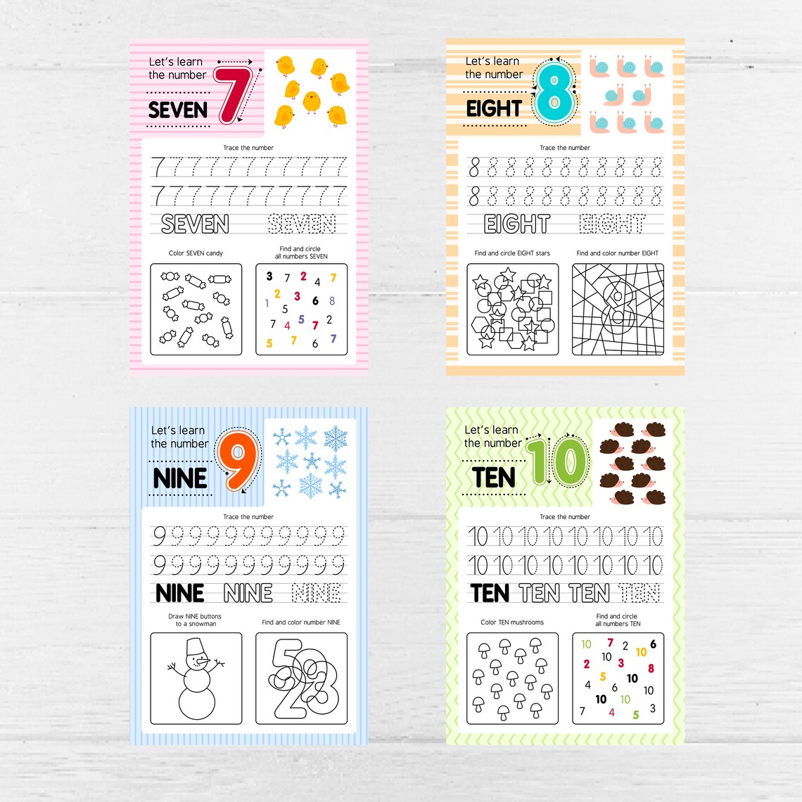 Number Tracing Worksheet, Printable Kid Activity Worksheet, Math ...