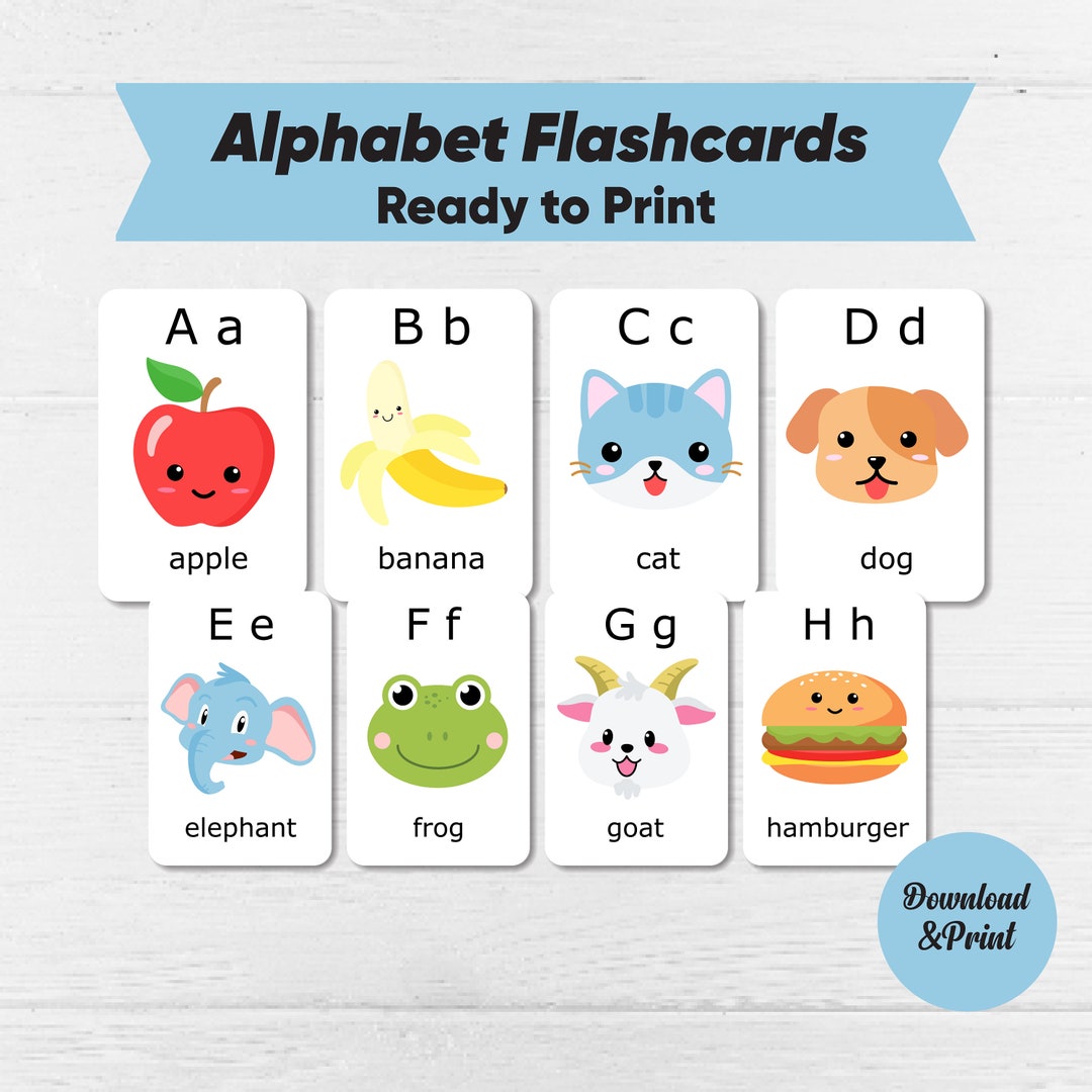 Alphabet Flash Cards Printable, Kids Animal Alphabet Cards, ABC Flash ...