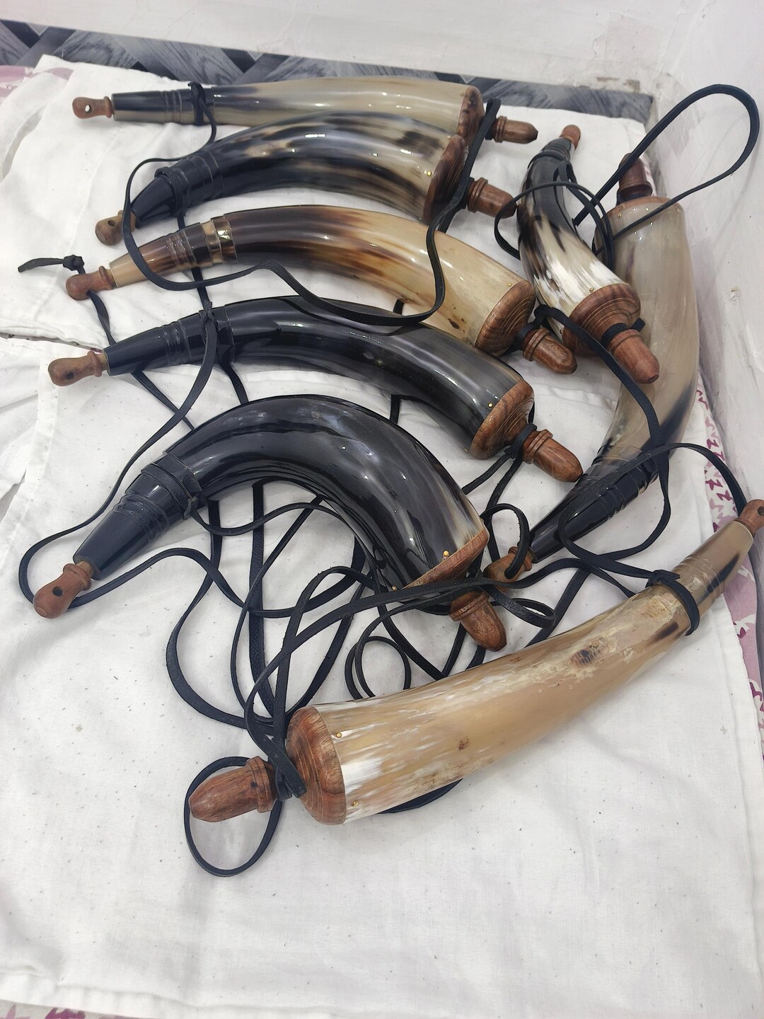 Medieval Vikings Powder Horn Black Natural Horn With Leather Belt - Etsy